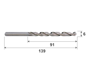 Burgija za metal HSS-br.produžena Siva 6,0mm DIN 340 (10kom)