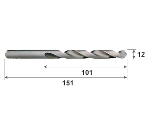 Burgija za metal HSS-brušena Siva x12mm DIN 338 (5kom)