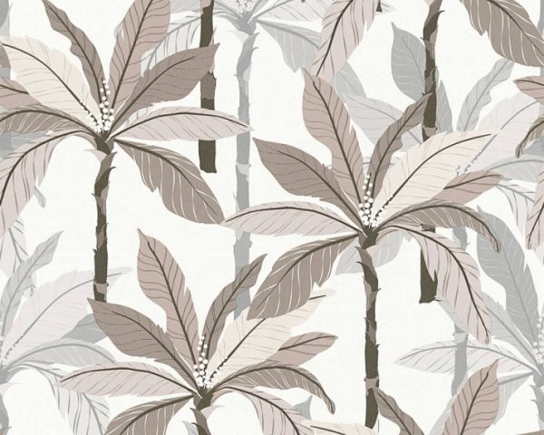 Private Walls Wallpaper «Floral, Beige, Grey, White» 375305