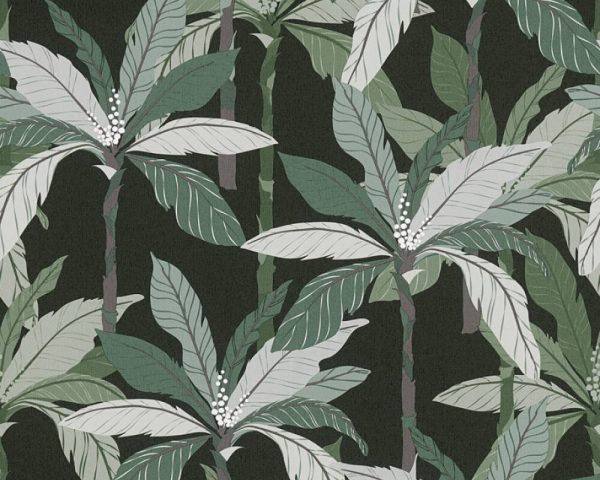 Private Walls Wallpaper «Floral, Black, Green» 375303