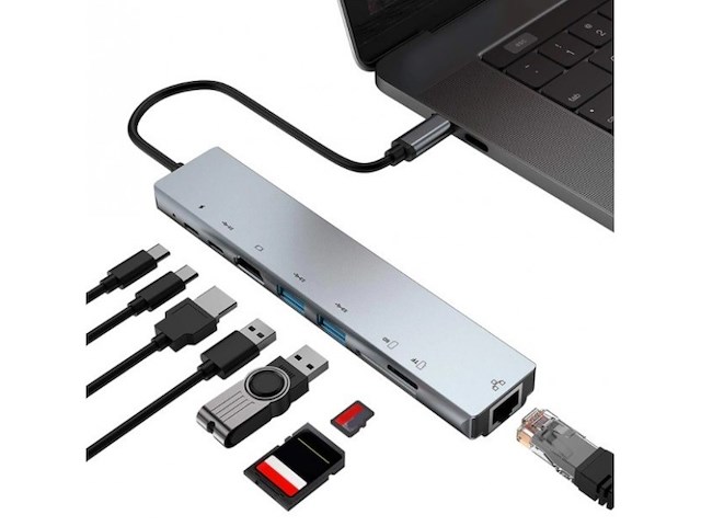 Adapter Hub USB C 8-in-1 za macbook apple Lenovo 8u1