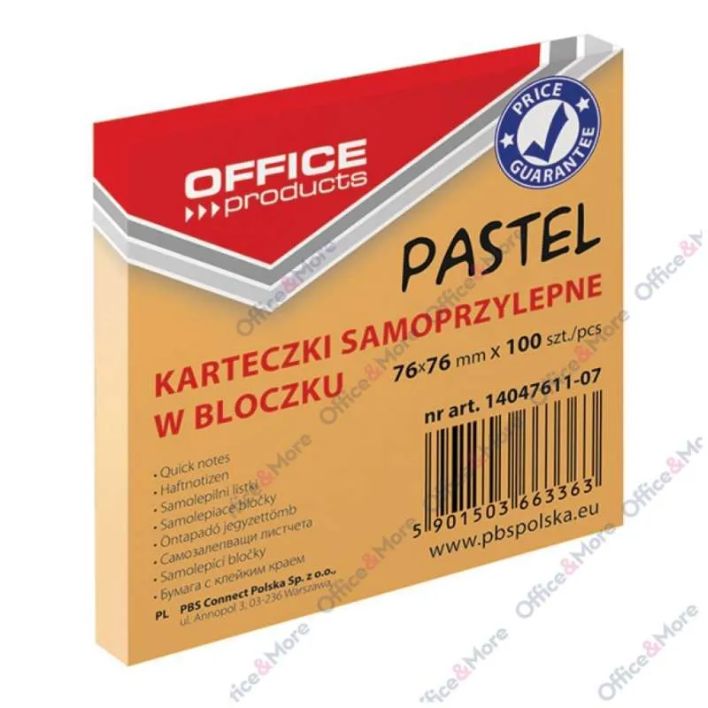 OFFICE PR. SLP LISTIĆI 76X76MM PASTEL ORANŽ 100L