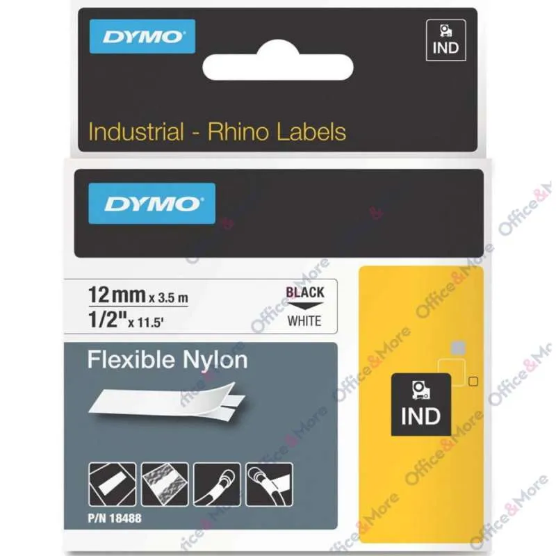DYMO TRAKE 12mm x 3.5m CRNO NA BELO RHINO-Ind Flex