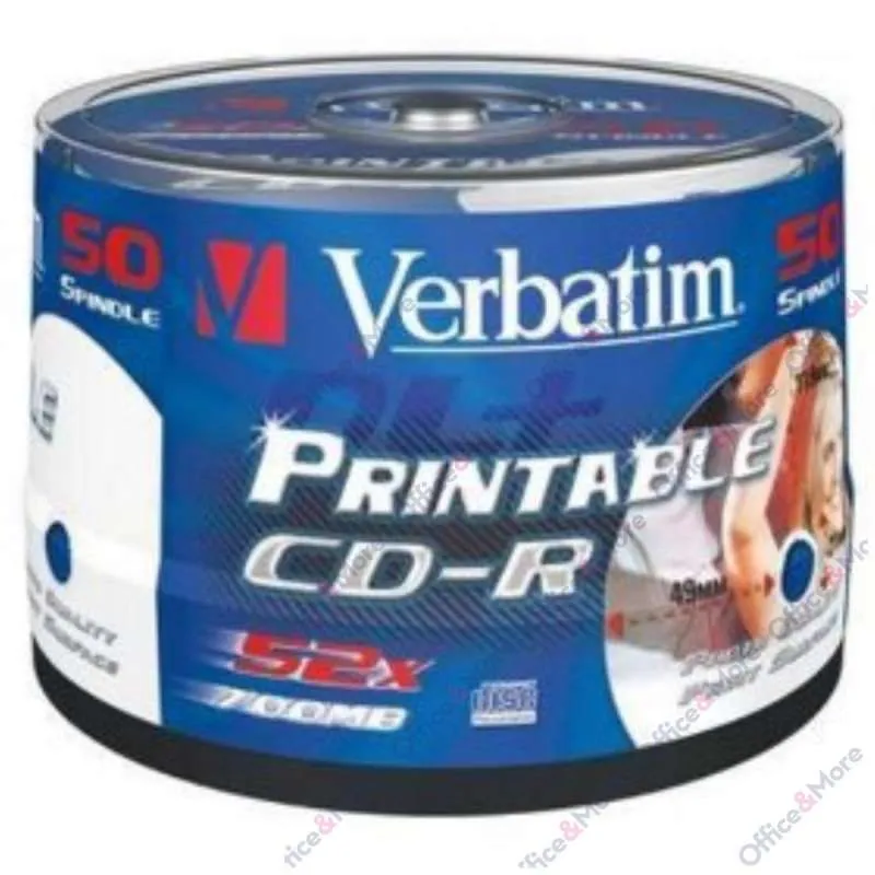 VERBATIM CD-R 50/1 SPINDLE PRINTABLE 700MB 52X