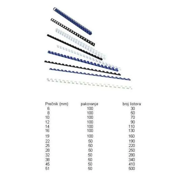 PLASTIČNE SPIRALE 38mm CRNE PAK.50 - 5349702