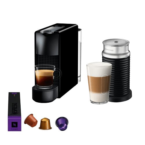 NESPRESSO Aparat za espresso kafu i aparat za pravljenje pene od mleka Essenza Mini Black i Aeroccino 3, A3NC30EUBK-TX + Poklon: Nespresso KOD vred. 3.000 RSD