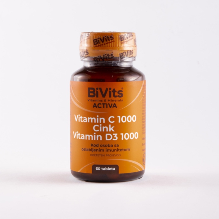 BiVits Activa Vitamin C 1000, Cink, vitamin D3 1000 60 tableta