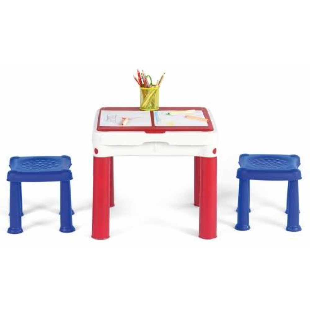 Sto dečiji Constructable sa dve stolice set, crvena/plava/bela CU 227497