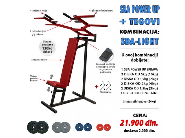 Sprava za vežbanje (SBA) + tegovi 24kg