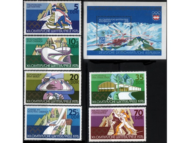 kt377v  02.dec1975 DeutscheDR  Mi2099-2104,Bl43-2105 **