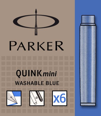 Patrone za naliv pero mini QUINK plava 1/6 Parker