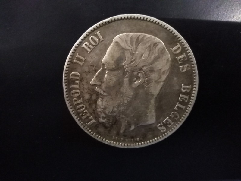 BELGIJA - 5 FRANAKA 1871 / SREBRO