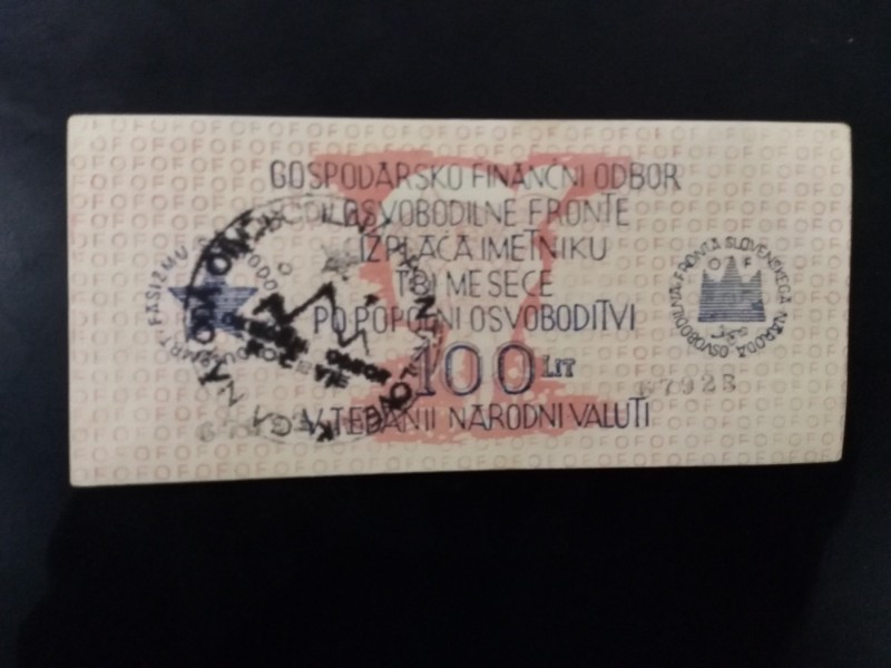 SLOVENIJA - 100 LIT 1944 / OSVOBODILNE FRONTE / KOCEVJE