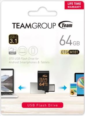 TeamGroup 64GB M181 USB 3.1 + Type C BLACK TM18136