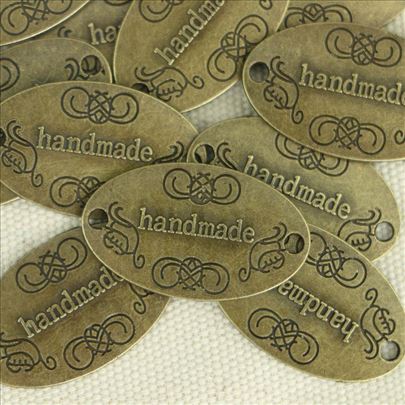 Metalne pločice "Handmade" - 10 komada