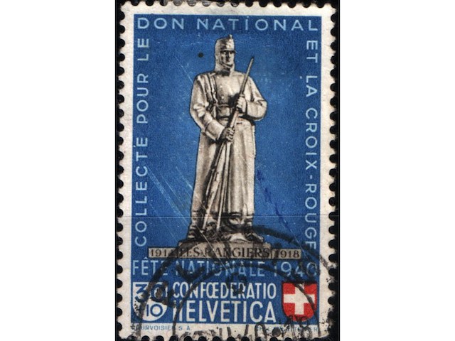 kt382cs  20.mar1940  Helvetia  Mi367(-o-) 1/4