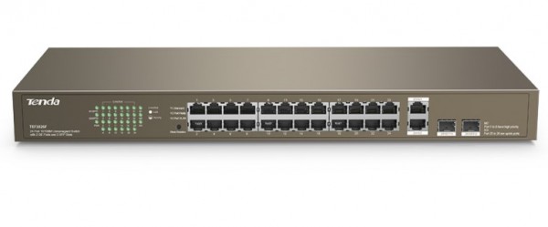 Tenda TEF1026F LAN 24-Port 10/100M + 2 Gigabit Base-X SFP ports, Desktop or rack mount switch