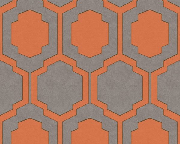 A.S. Création Wallpaper «Graphics, Beige, Copper, Grey, Orange» 374793