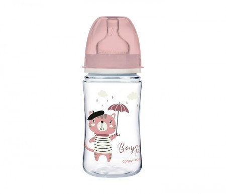 Canpol baby flasica 240ml siroki vrat, pp - bonjour paris 35/232 pink ( 35/232_pin )