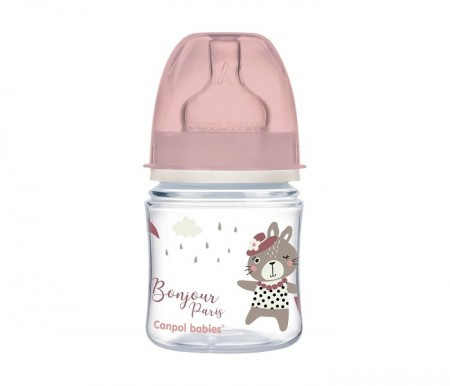 Canpol baby flasica 120ml siroki vrat, pp - bonjour paris 35/231 pink ( 35/231_pin )