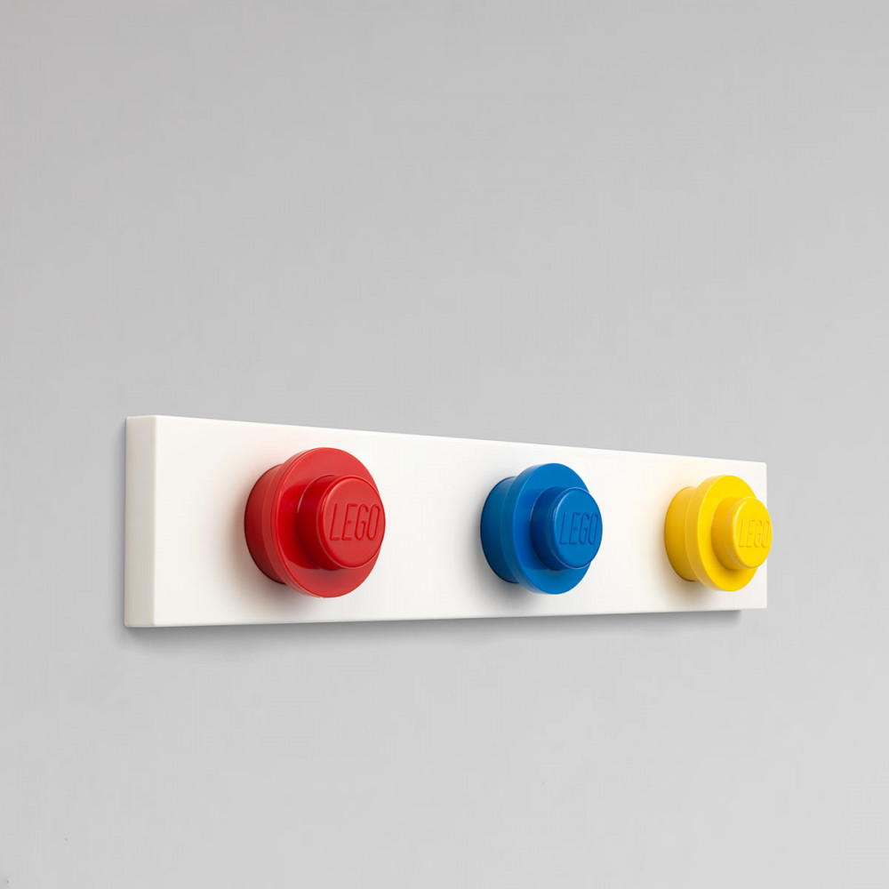 LEGO kuke za kačenje na nosaču - crvena, plava, žuta