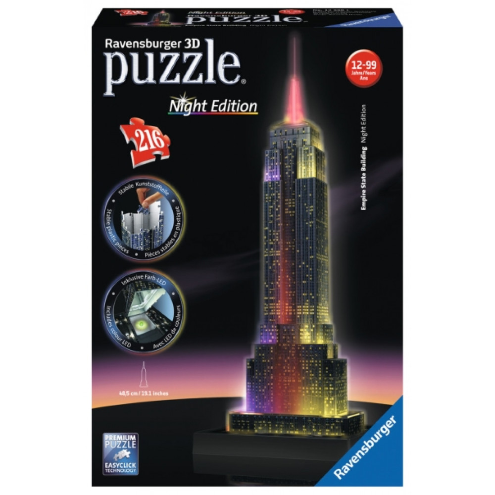 RAVENSBURGER 3D puzzle (slagalice) - Empire State Building nocno izdanje RA12566