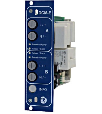 DCM modul za 2 kruga 19'' 2x1A
For individually centrally switchable emergency luminaires NL..EL, NL...E, max. load 2 x 300VA – fuse 4x F5A, 6,3x32mm. Suitable for LPS and CPS Micro-, Mini-, Midi...