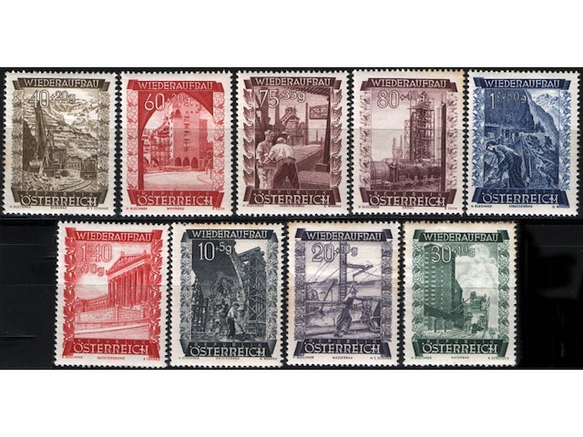 kt387s  18.feb1948  Austrija  Mi858-67 ** 9/10