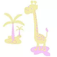 Zidni tatoo Mrs Giraffe D01 103x120cm F8C5F9 F3EBAA