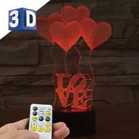 3D LED RGB lampa sa promenljivom bojom svetlosti Srca