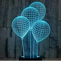 LED Lampa 3D - noćno svetlo - Illusions by Black Cut Blue Balloons