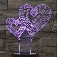 Black Cut Dekorativna 3D LED Lampa Purple Hearts Love