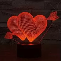 Black Cut 3D LED Lampa Red Hearts