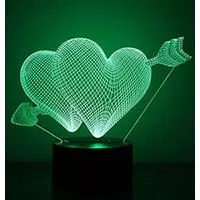 Black Cut 3D LED Lampa Green Hearts