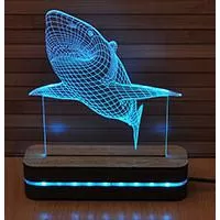 3D LED Lampa u 8 boja Black Cut Illusions Shark Multicolor