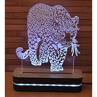 3D LED Lampa u 8 boja Black Cut Jaguar Multicolor