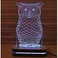 3D LED Lampa u 8 boja Black Cut Owl Multicolor
