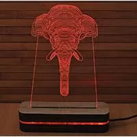 3D LED Lampa u 8 boja Black Cut Elephant Multicolor