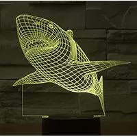 Black Cut 3D LED Lampa Yellow Shark