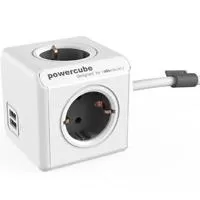 PowerCube produžni kabl 4 x šuko 2xUSB siva