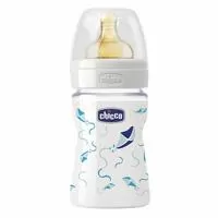 Chicco Staklena Flašica Well Being sa kaučuk cuclom 150ml 0m+ 00070810210000