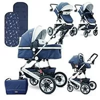 LORELLI Kolica za bebe LORA SET Dark Blue Birds