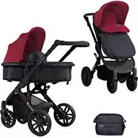 LORELLI Kolica za bebe LUNA Set 2 u 1 Black and Red