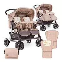 LORELLI Kolica za blizance TWIN Beige Bear Party