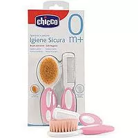 Chicco češalj + prirodna četka, roze 6600331