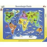 Ravensburger puzzle 30 delova - Mapa sa životinjama 06641