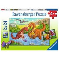 Puzzle 2x24 dela Dinosaurusi se igraju Ravensburger 05030