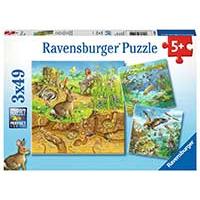 Puzzle 3x49 delova Životinje u svojim staništima Ravensburger 08050