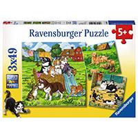 Ravensburger puzzle Dečije puzle - 3x49 - Životinje - Mace - Kučići - Cats and Dogs 3x49 delova RA08002