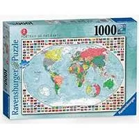 Puzzle Slagalica 1000 Portret Zemlje - Mapa sveta sa zastavama Ravensburger 15253